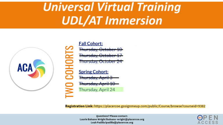 Spring Cohort: Universal Virtual Training UDL/AT Immersion - CCEE